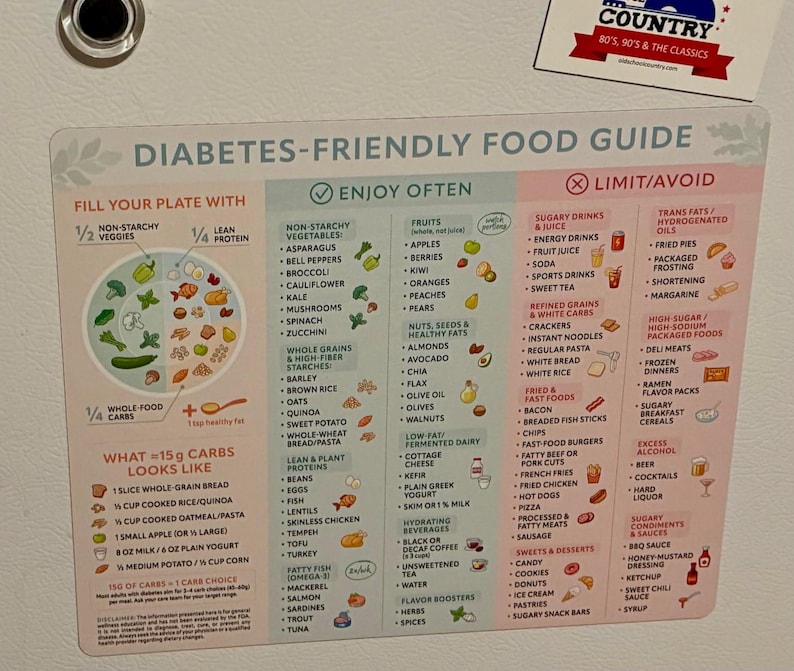 Diabetic Diet Reference Chart – Meal Planning & Grocery Guide Magnet ...