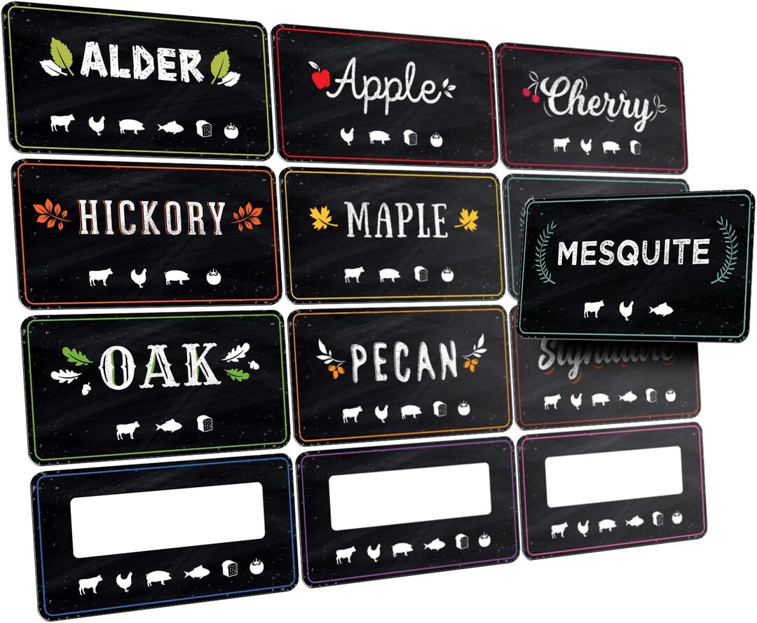 12 Wood Pellet Storage Labels - Flavor Organizer for Outdoor Grilling ...