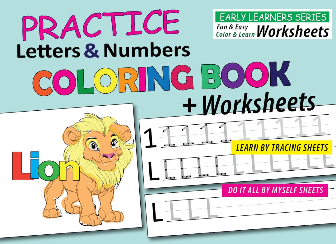 Printable Tracing Alphabet Number Worksheets Coloring Pages - Etsy