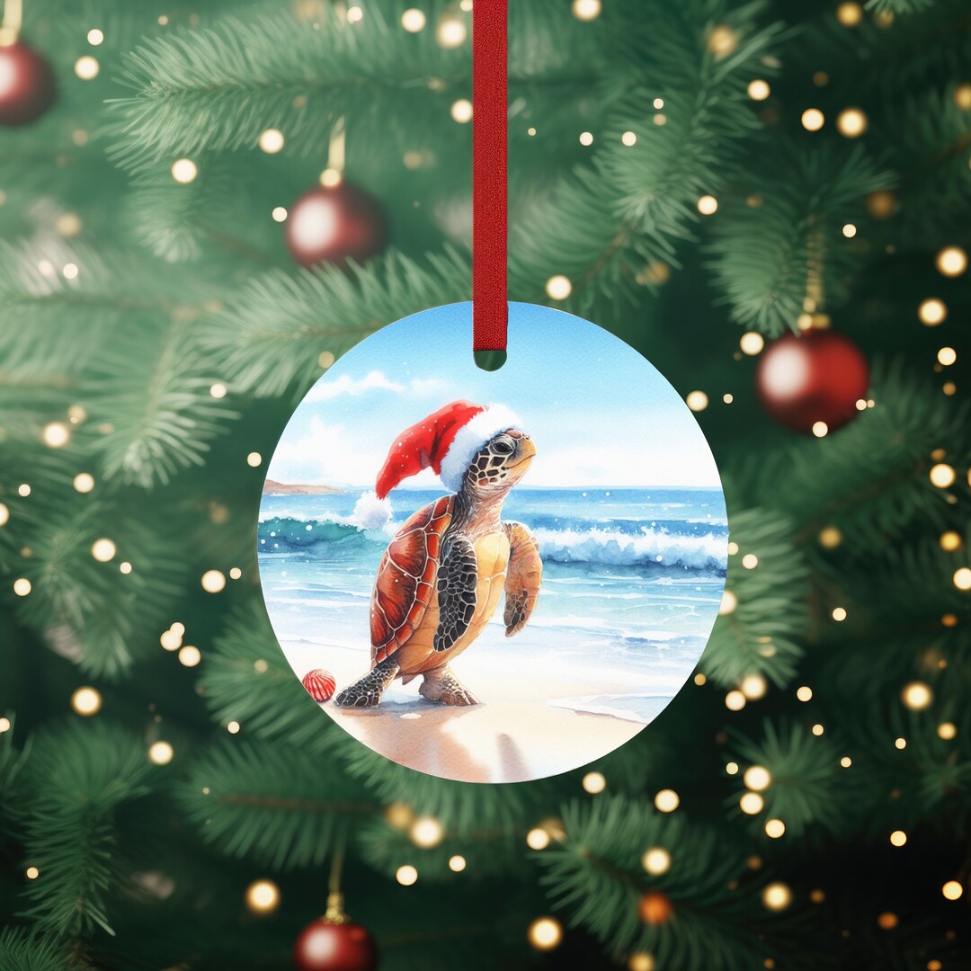 Personalized Sea Turtle Beach Christmas Tree Ornament - Etsy