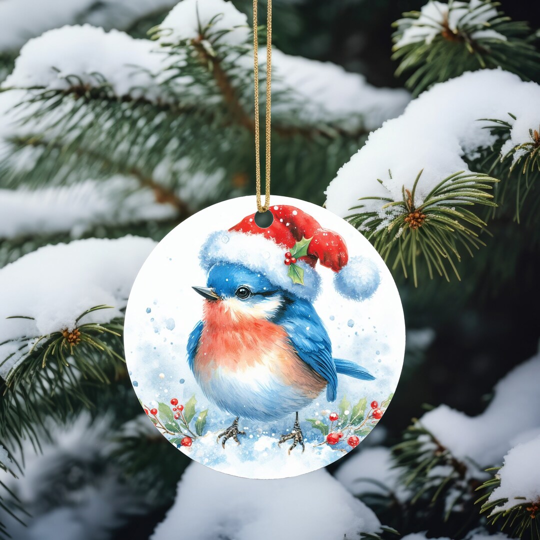 Personalized Bluebird Holiday Metal Ornament - Etsy