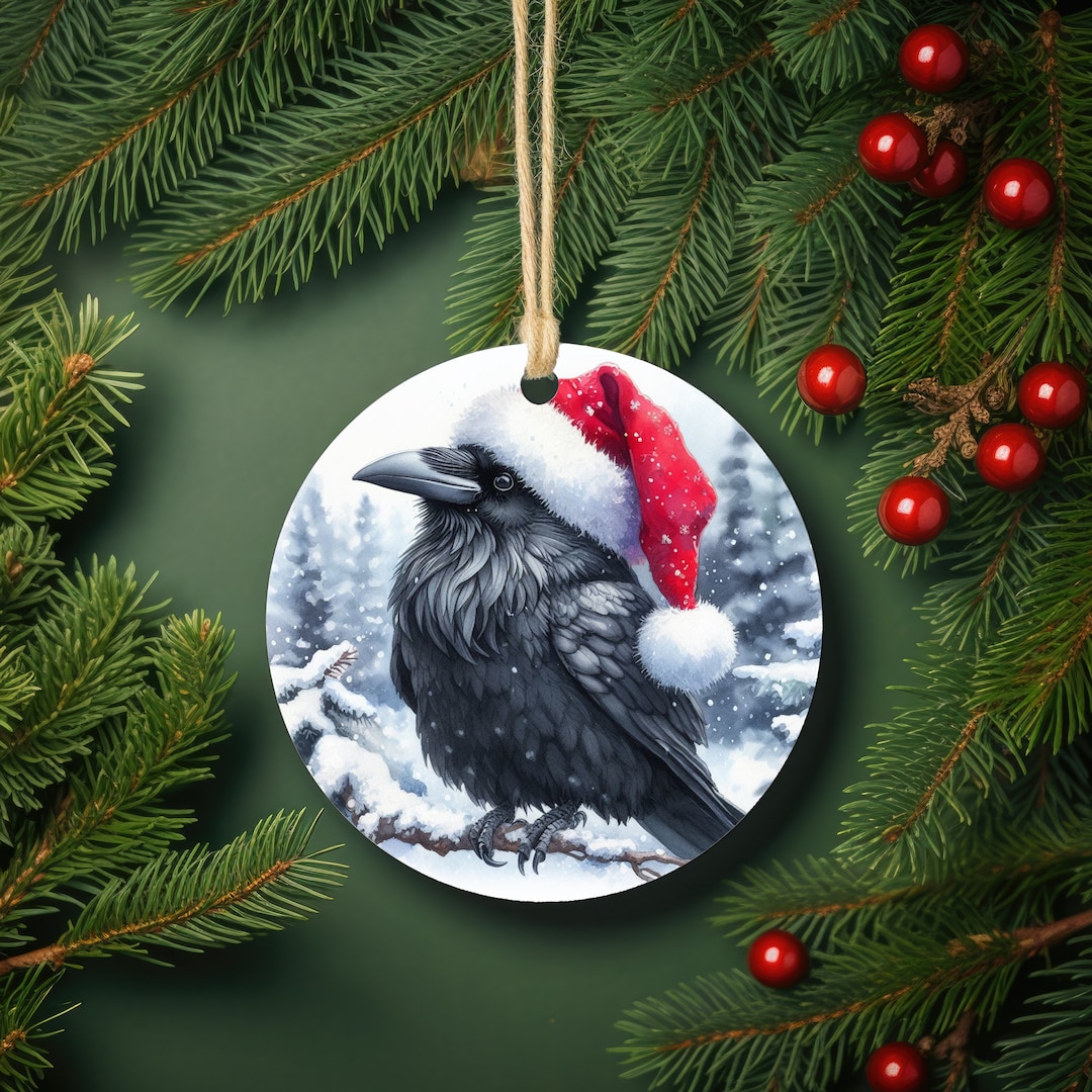 Personalized Raven Bird Holiday Metal Ornament - Etsy