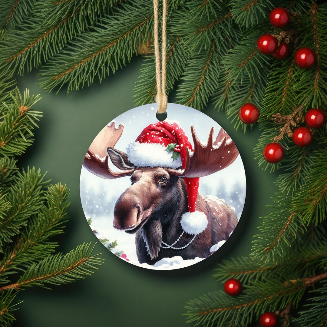 Personalized Moose Holiday Metal Ornament - Etsy