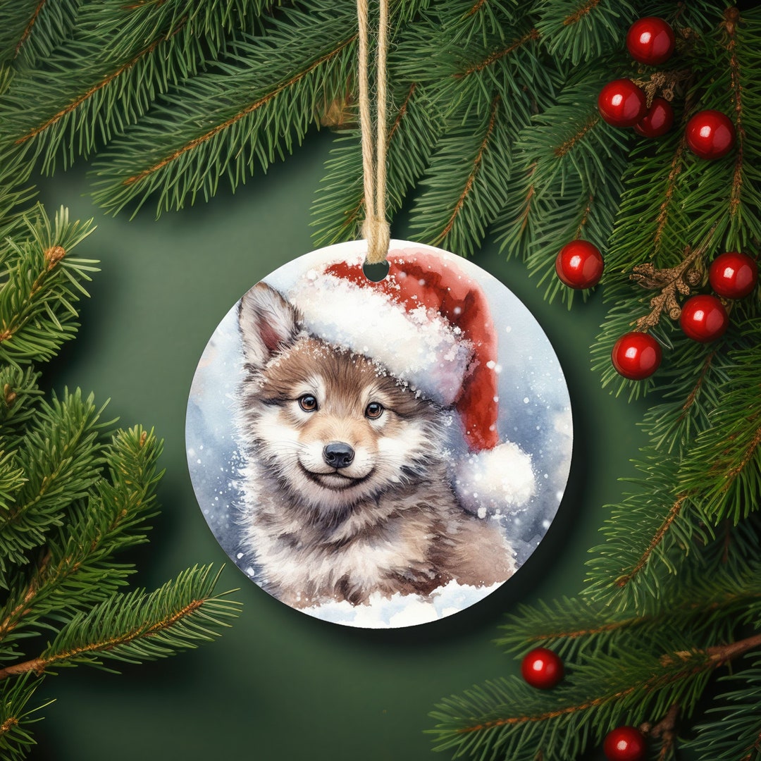 Personalized Wolf Holiday Metal Ornament - Etsy
