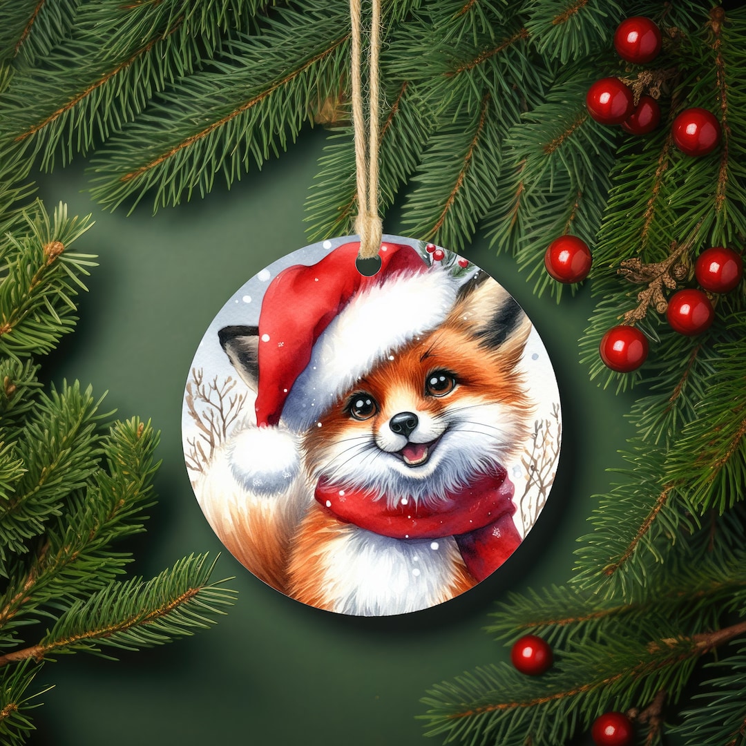 Personalized Red Fox Holiday Metal Ornament - Etsy