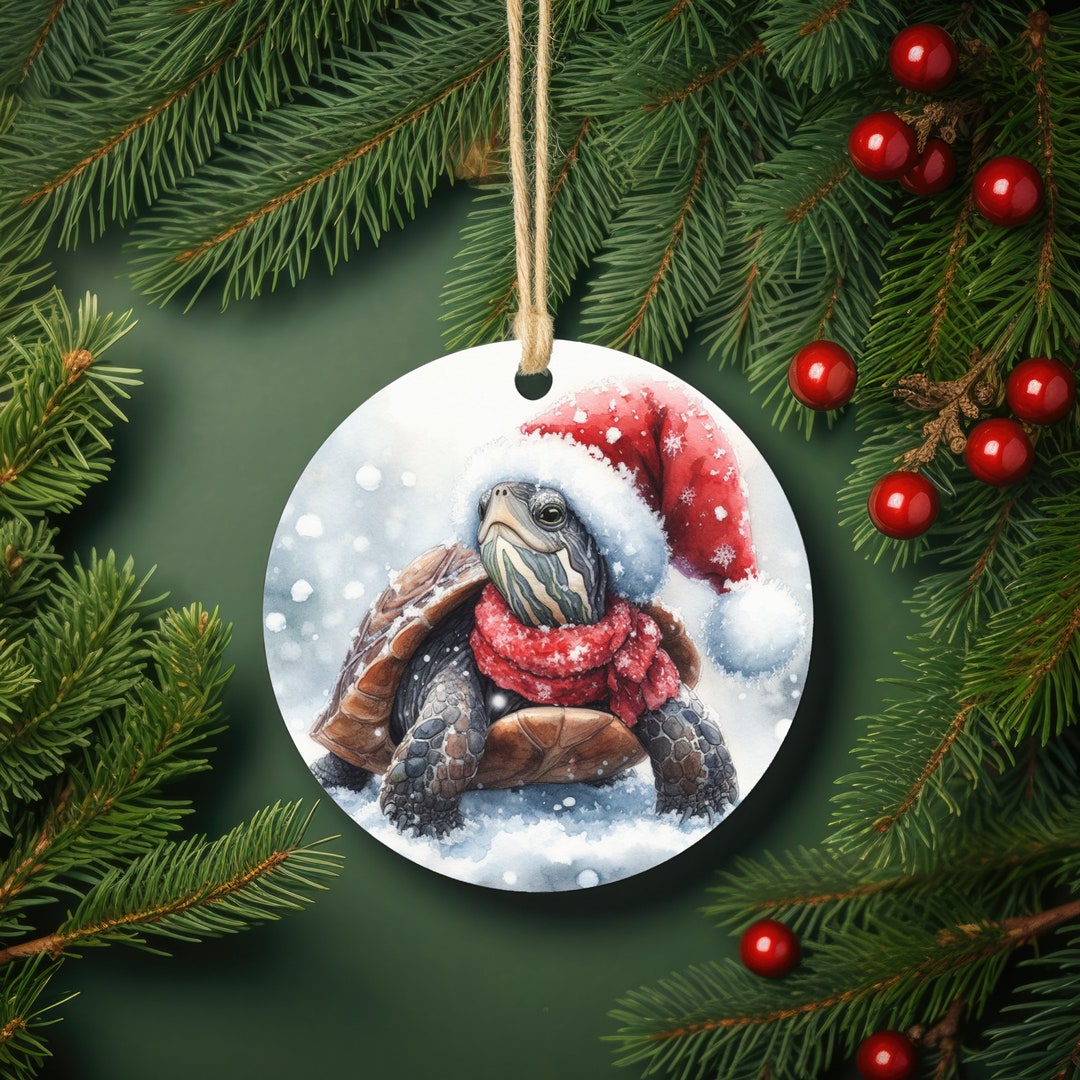 Personalized Turtle Holiday Metal Ornament - Etsy