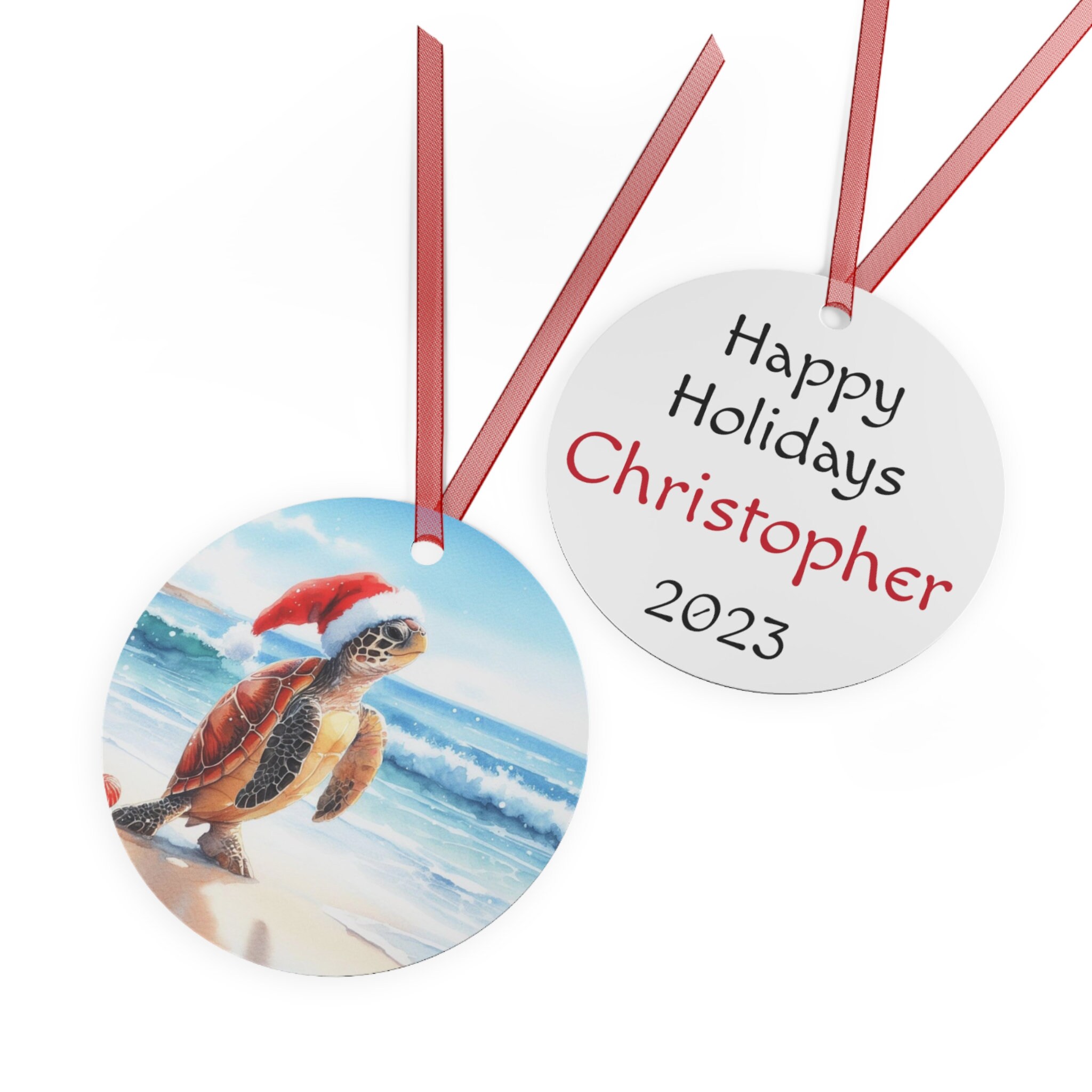 Personalized Sea Turtle Beach Christmas Tree Ornament - Etsy