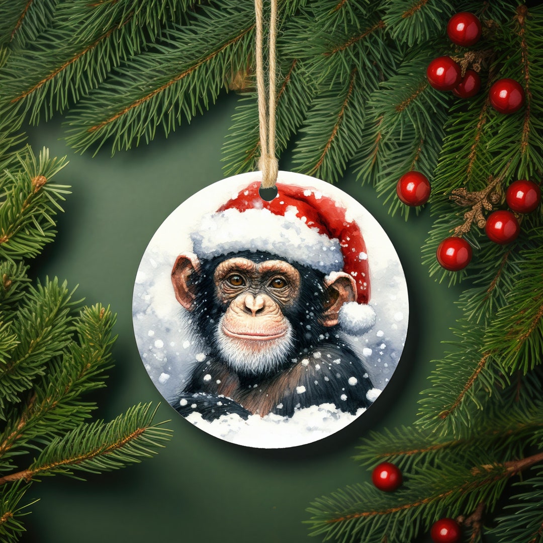 Personalized Chimpanzee Holiday Metal Ornament - Etsy