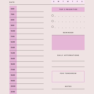 Daily Planner, Pdf Instant Download, Pink Minimalist Planner - Etsy