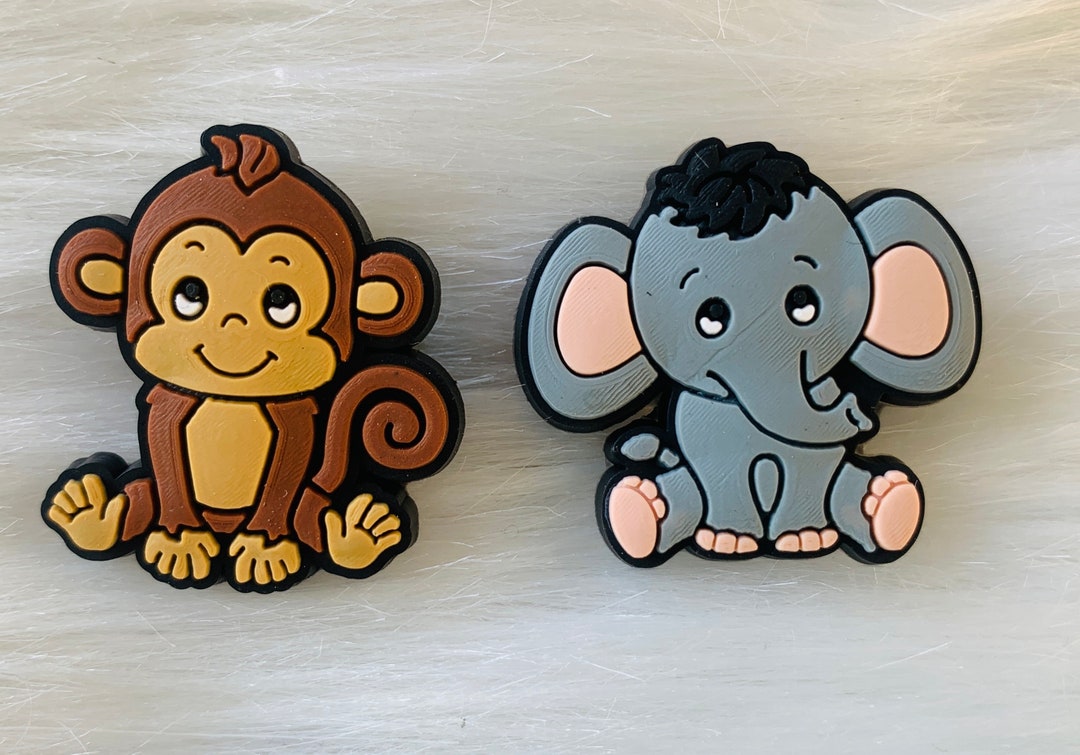Monkey Croc Charm , Elephant, Kids Croc Clog Shoe Charms Shoe Clips ...