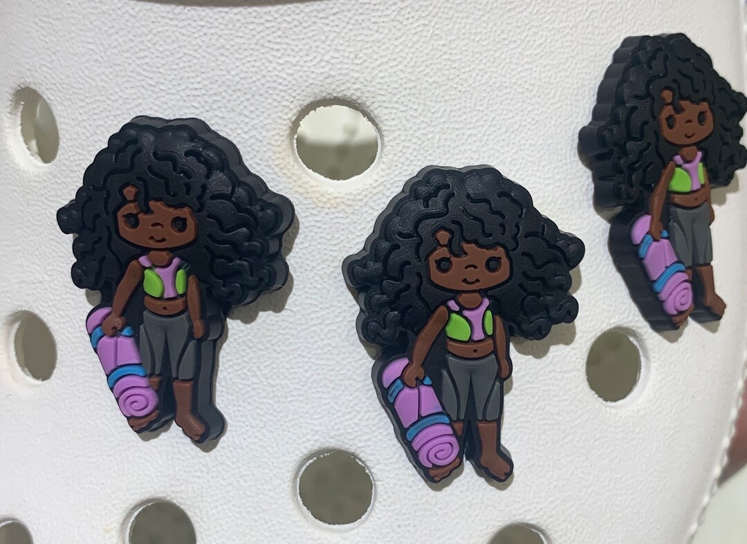 Cartoon Croc Charms Kid Croc Clog Shoe Decoration, Black Girl Croc ...