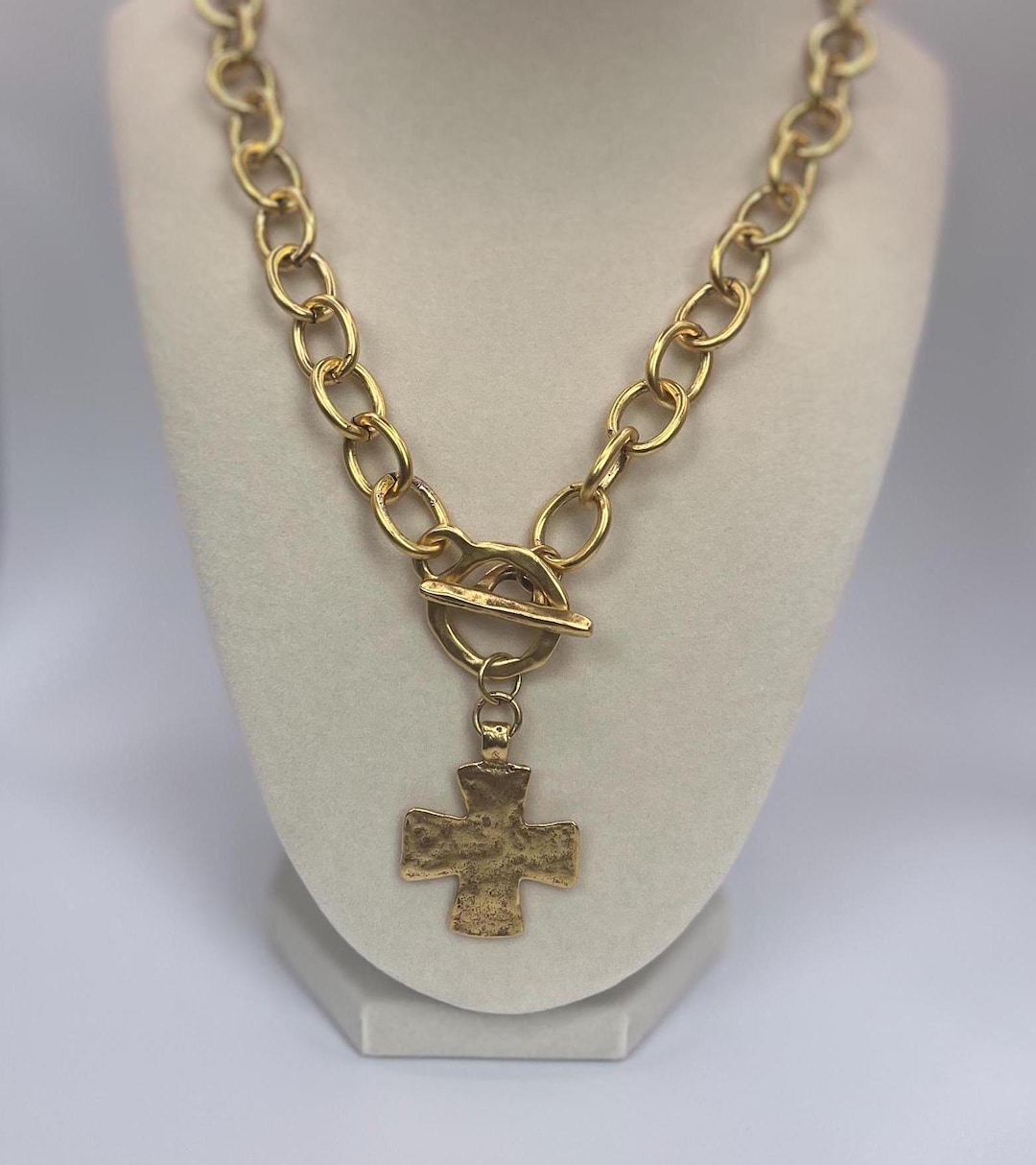 Gold Chunky Cross Necklace - Etsy