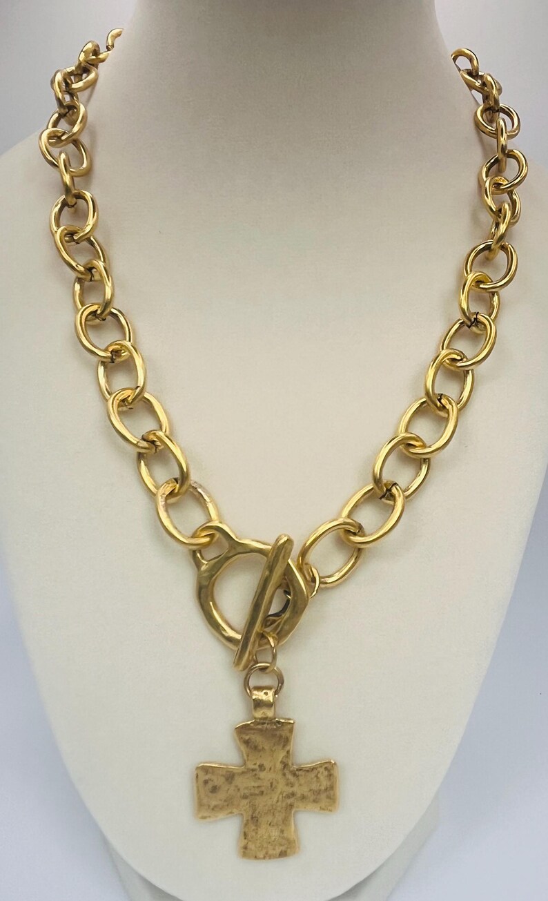 Gold Chunky Cross Necklace - Etsy