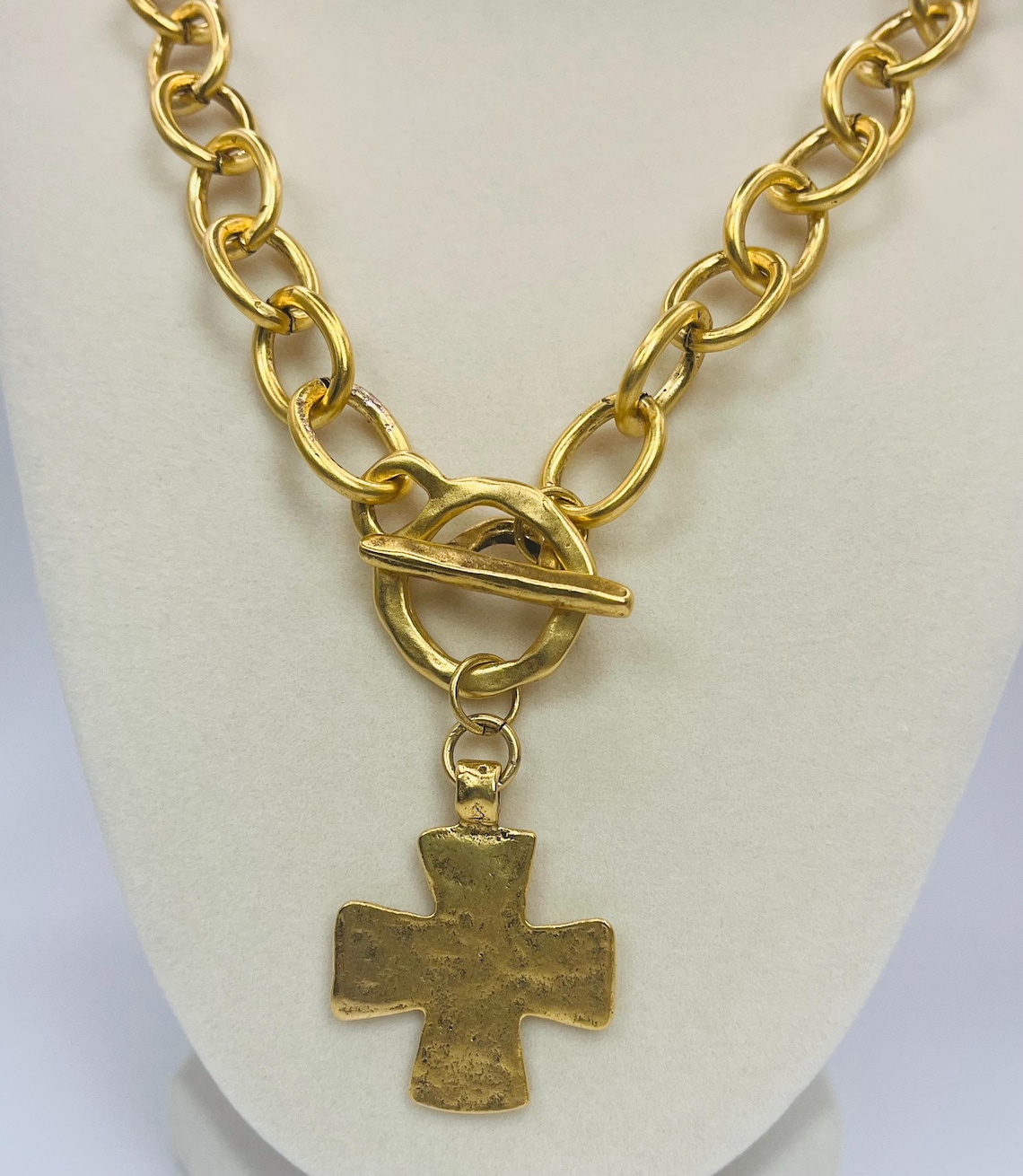 Gold Chunky Cross Necklace - Etsy