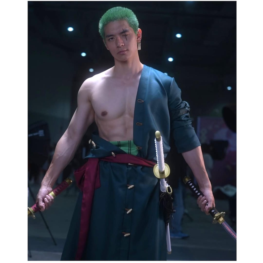 Anime Cosplay Samurai Outfit - Green Kimono Swordsman Costume for ...