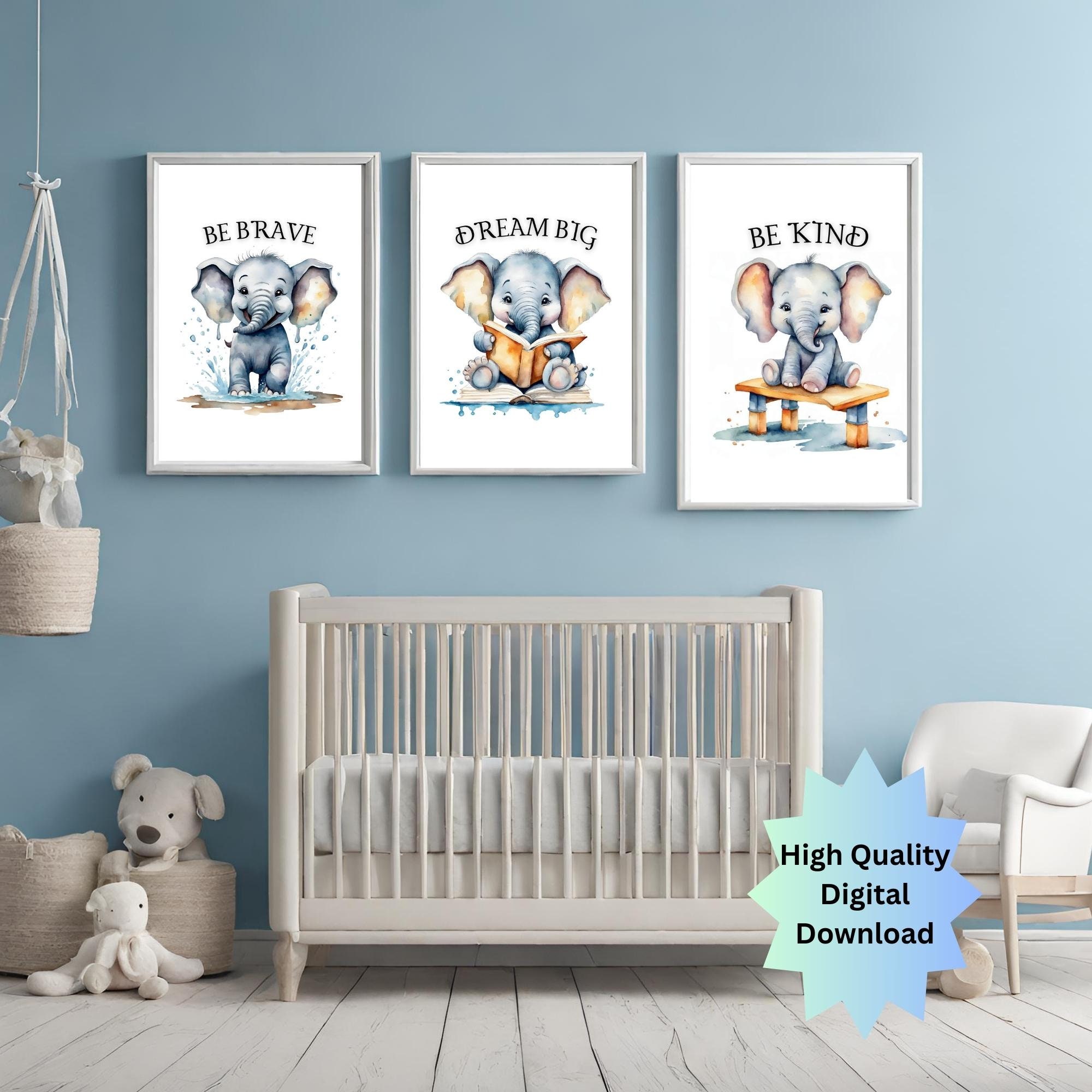 Elephant Prints Printable Be Smart Be Kind Be Brave Elephants Nursery ...