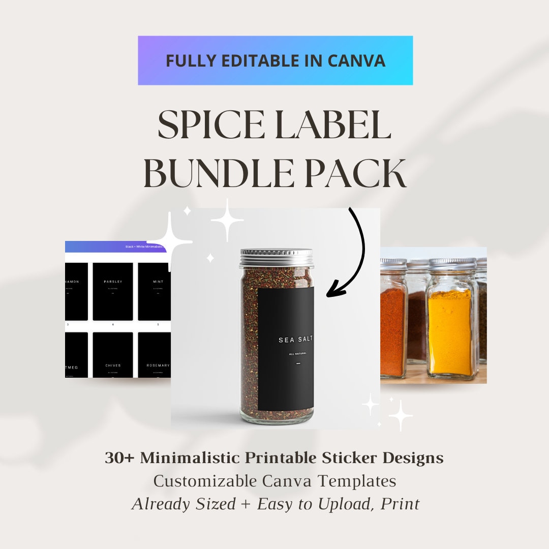 Editable Spice Jars Label, Minimalistic Label Template, Spice Organizer ...