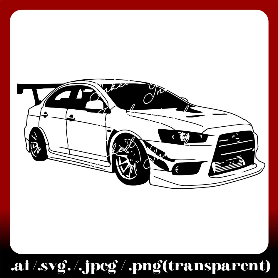 Lancer EVO 6 Silhouette Vector Graphic Clipart for Cricut Png Pdf Svg ...