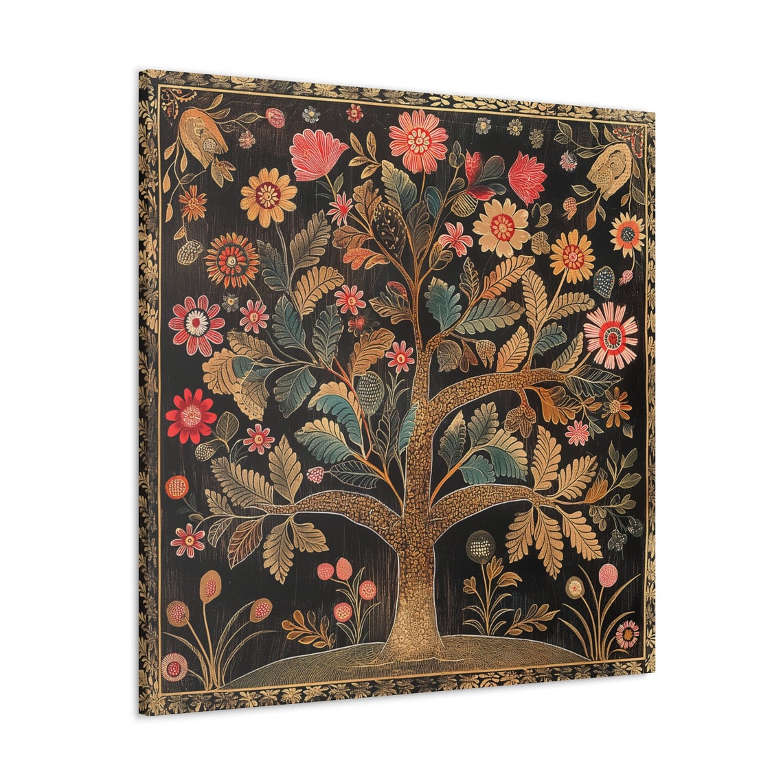 Pattachitra Pattern Inspired Trees Canvas Print Indian Folk Wall Art ...