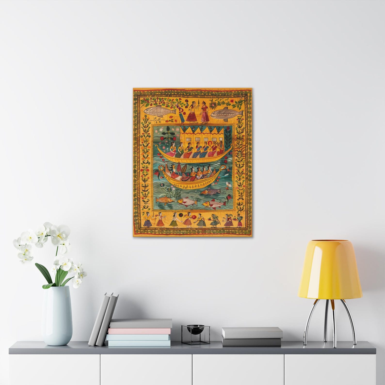 Canvas Gallery Wraps Madhubani ART Ethnic Home Decor, Indian Folk Art ...