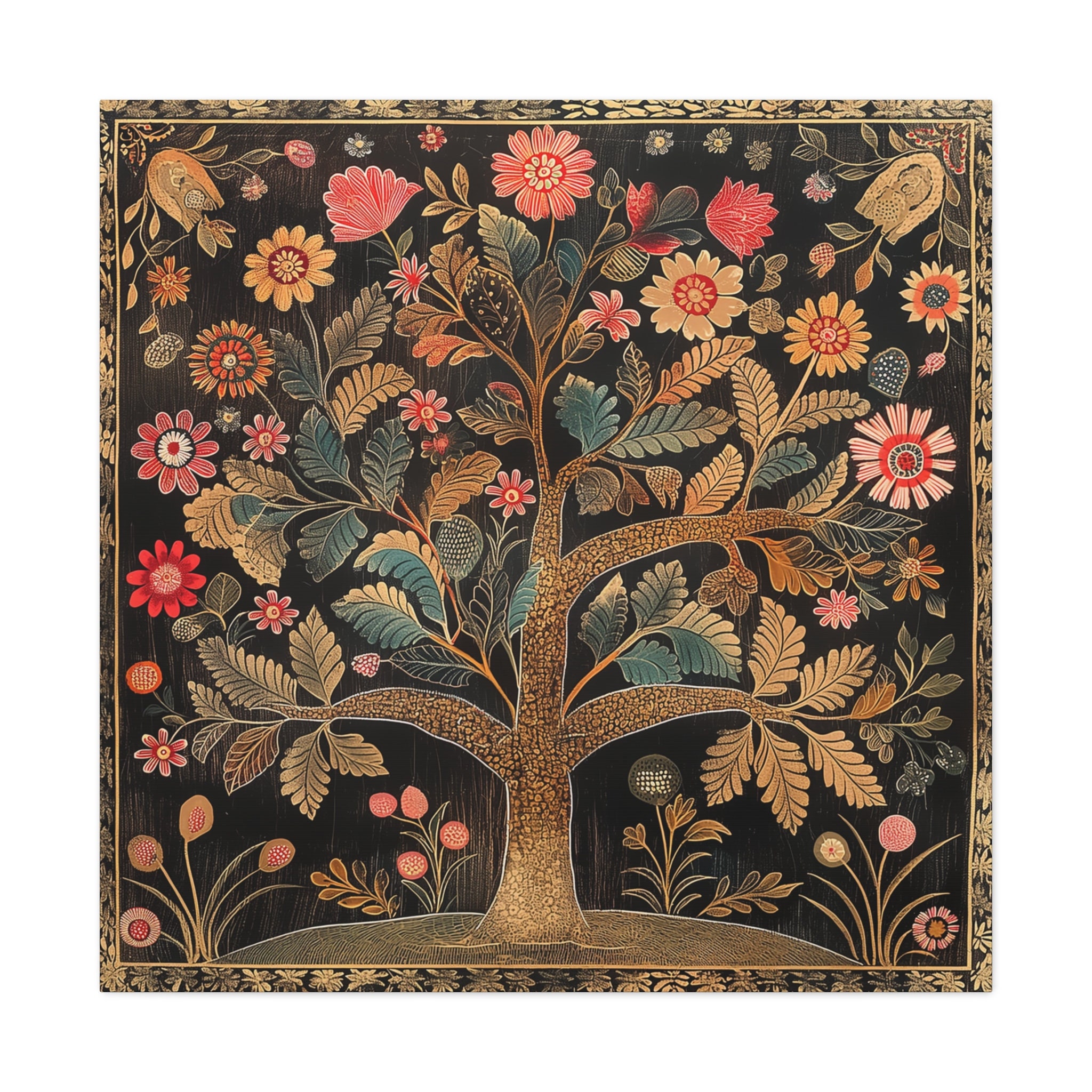 Pattachitra Pattern Inspired Trees Canvas Print Indian Folk Wall Art ...
