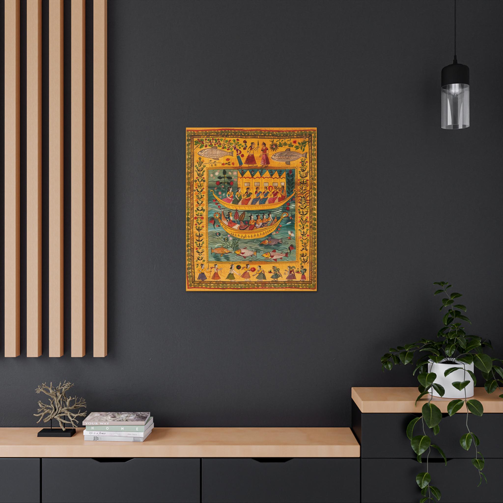 Canvas Gallery Wraps Madhubani ART Ethnic Home Decor, Indian Folk Art ...