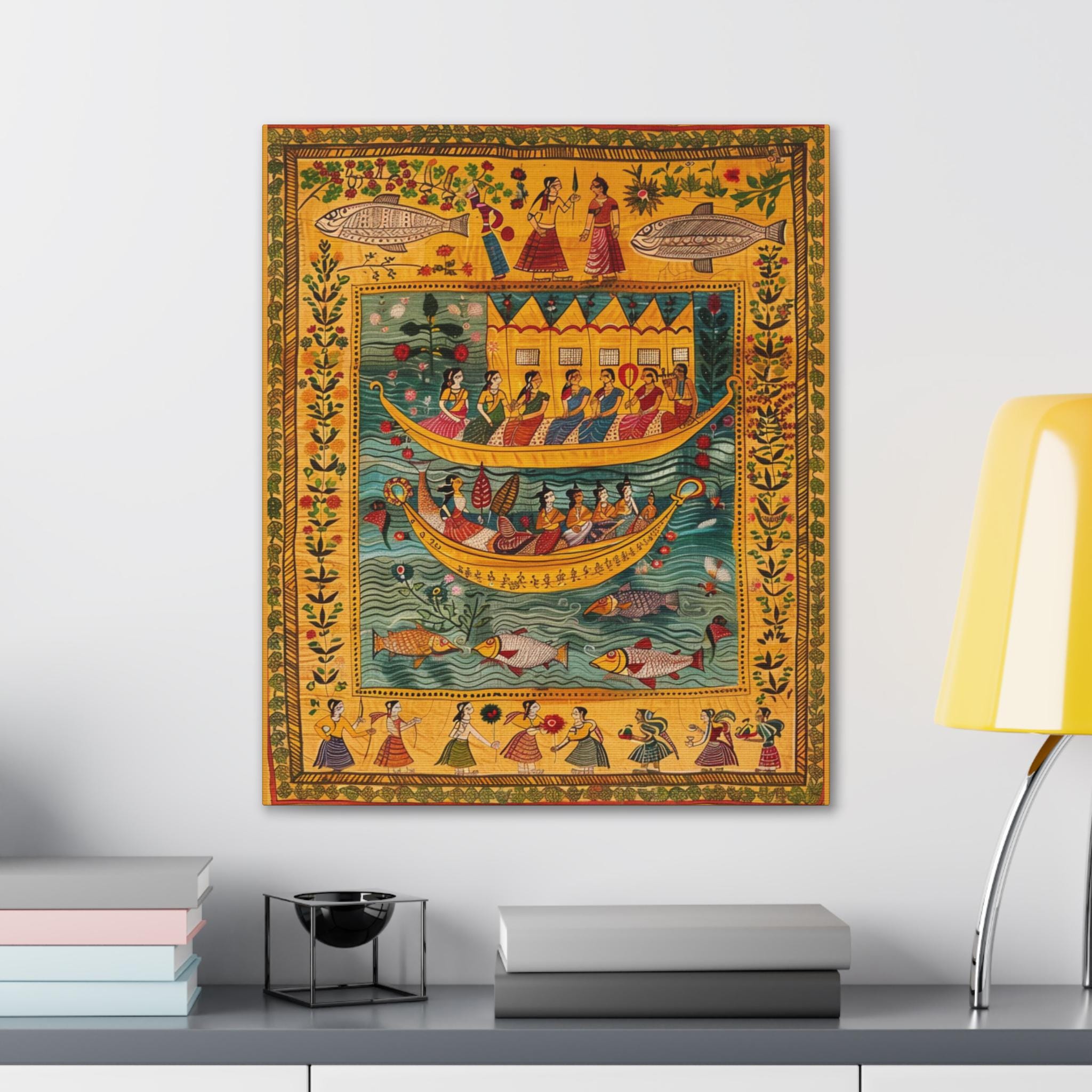 Canvas Gallery Wraps Madhubani ART Ethnic Home Decor, Indian Folk Art ...