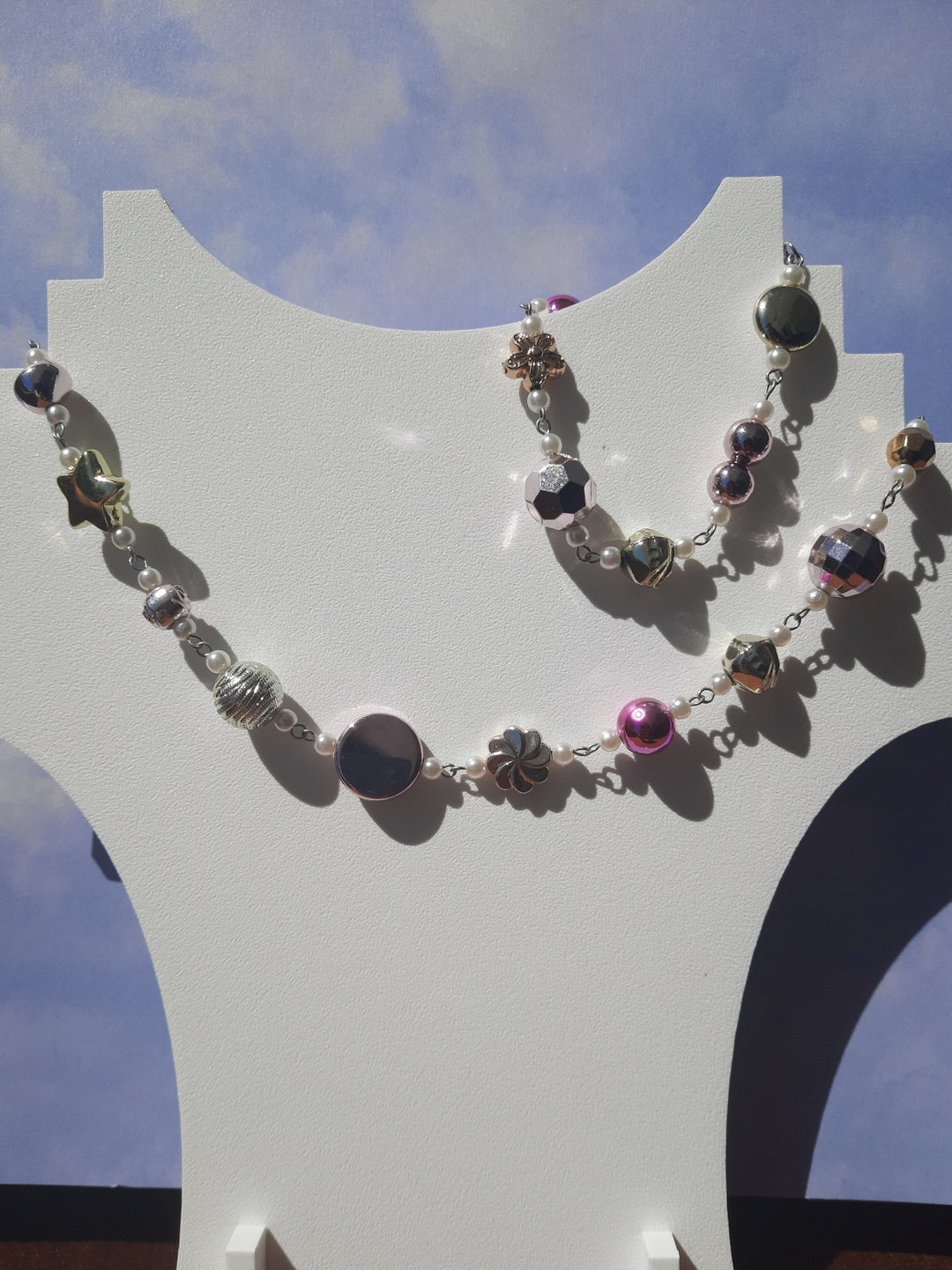 Barbiecore Kidcore Shiny Acrylic Beads Necklace and Bracelet Set - Etsy