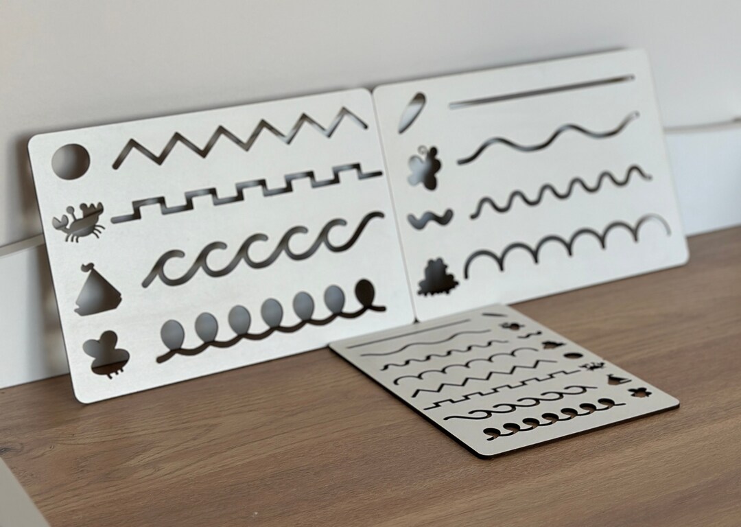 Montessori Materials Wooden Tracing Board, Writing Skills Stencil Set ...