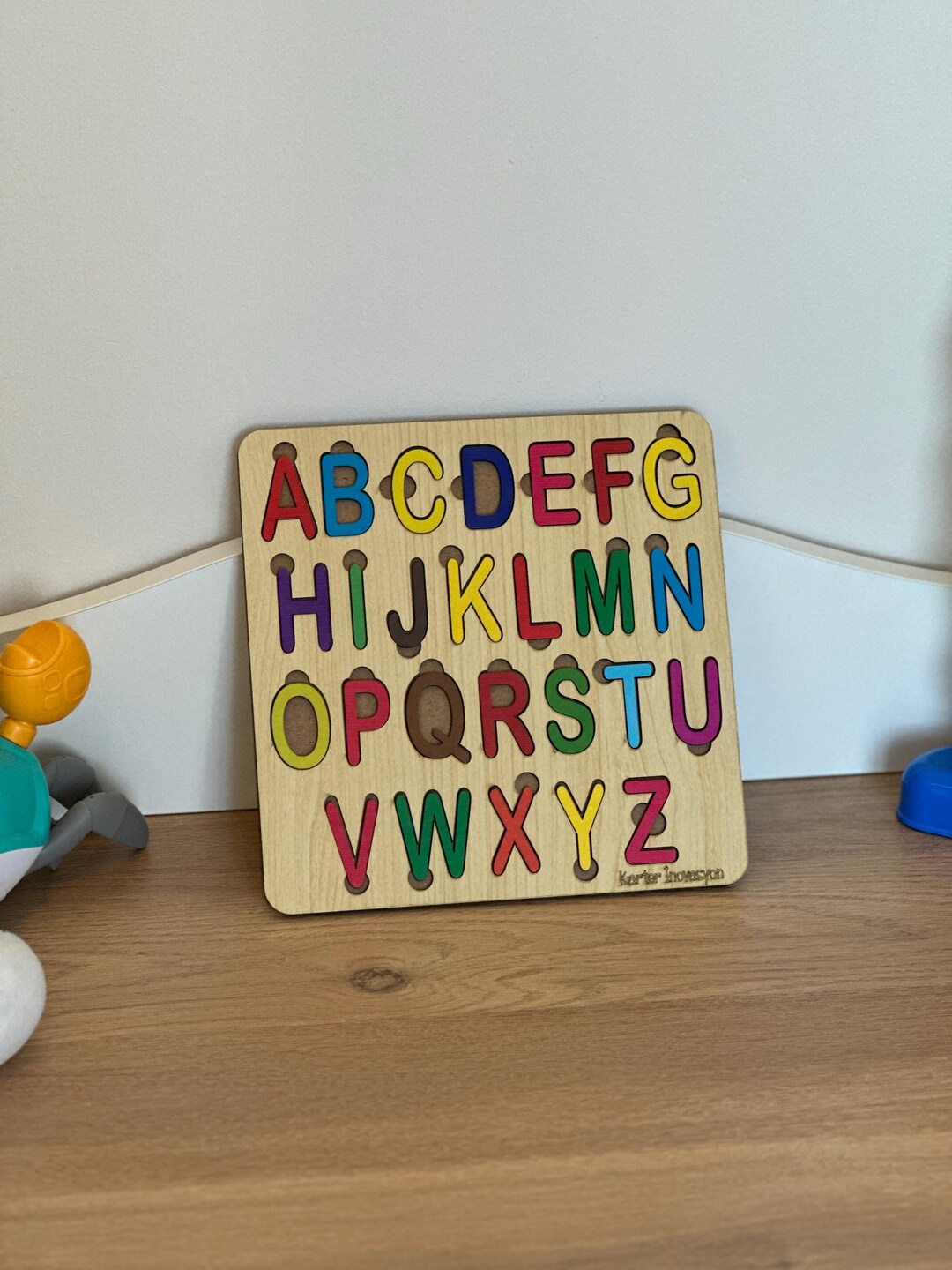 Wooden Alphabet Puzzle, Childrens Games, Educational Learning Toys, ABC ...
