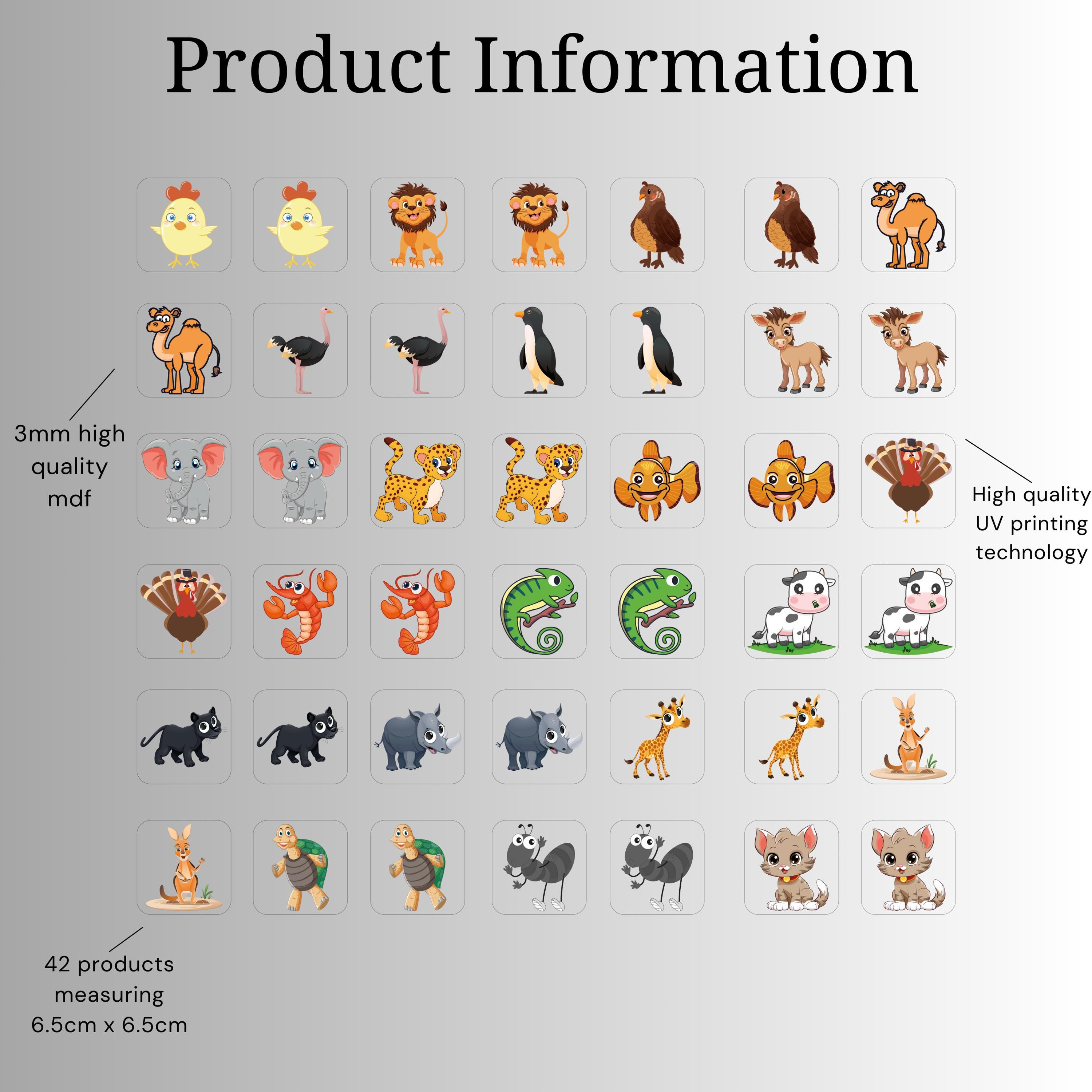 Animals Matching Game for Kids, Farm Safari Matching Activity, Animals ...