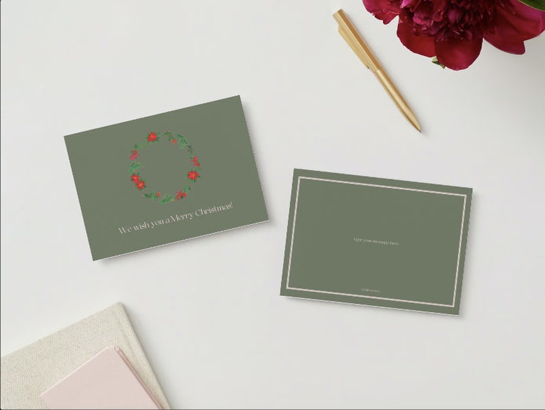 Printable Christmas Card Template, Digital, Editable Template, Holiday ...