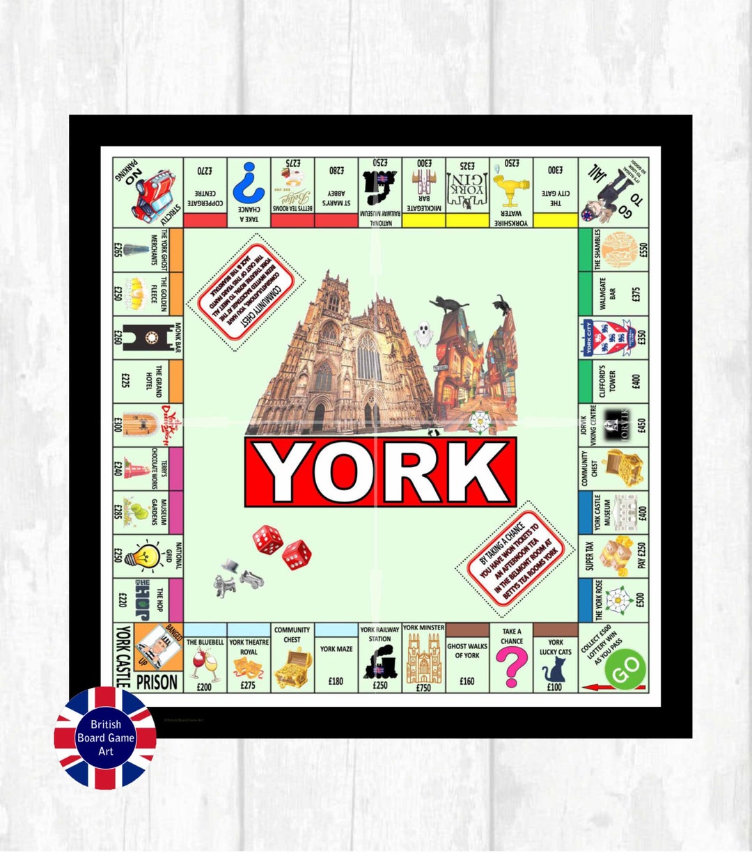 York Personalised Monopoly Inspired City Art Print York, Yorkshire ...