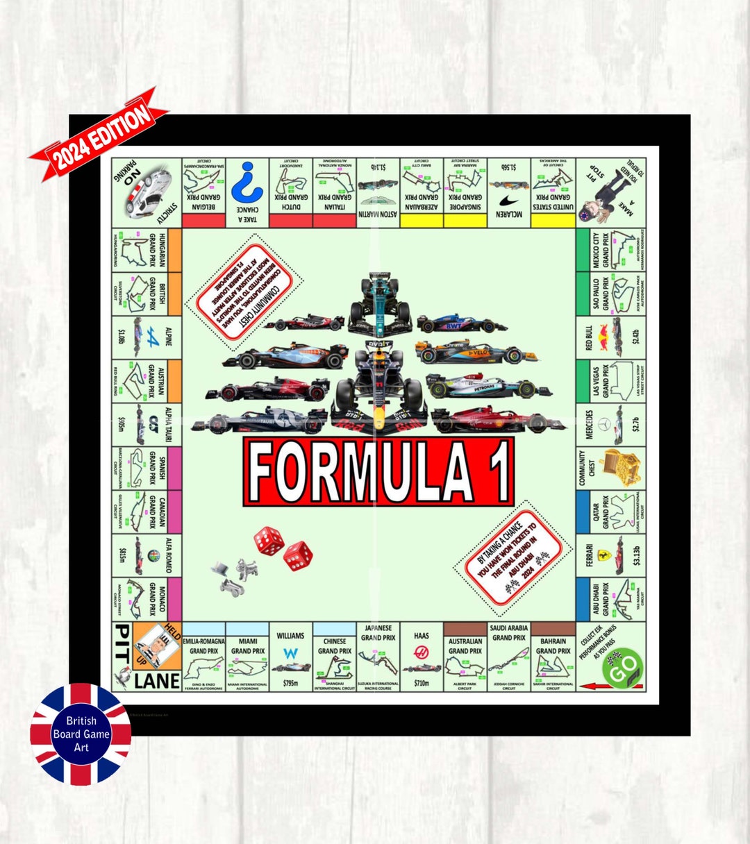 Formula 1 Monopoly Inspired F1 Sport Art Print 2024 Edition Custom ...