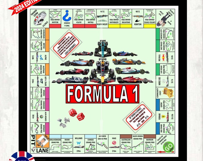 Formula 1 Monopoly Inspired F1 Sport Art Print 2024 Edition Custom ...