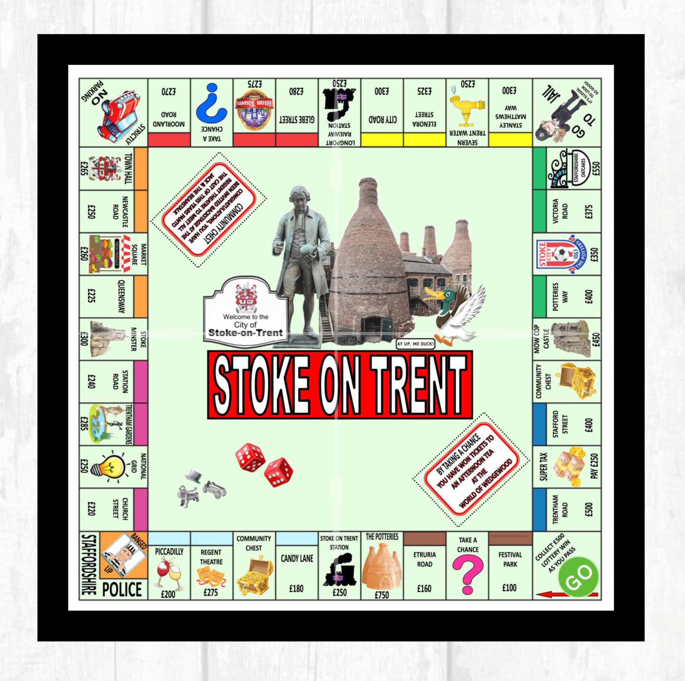 Stoke-on-trent Personalised Monopoly Inspired City Art Print Stoke ...