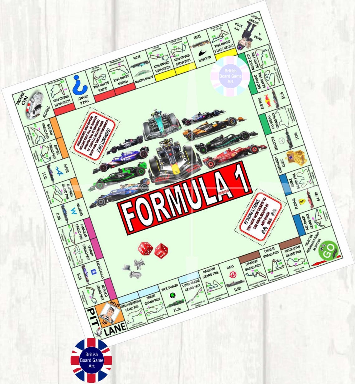 Formula 1 Monopoly Inspired F1 Sport Art Print - NEW! 2025 Edition ...
