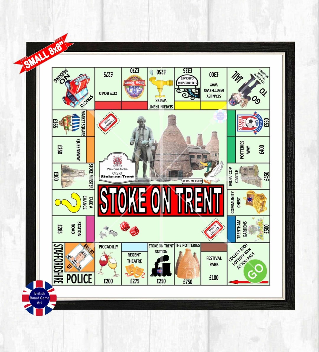 Stoke-on-trent Mini Monopoly Inspired City Art Print Stoke ...