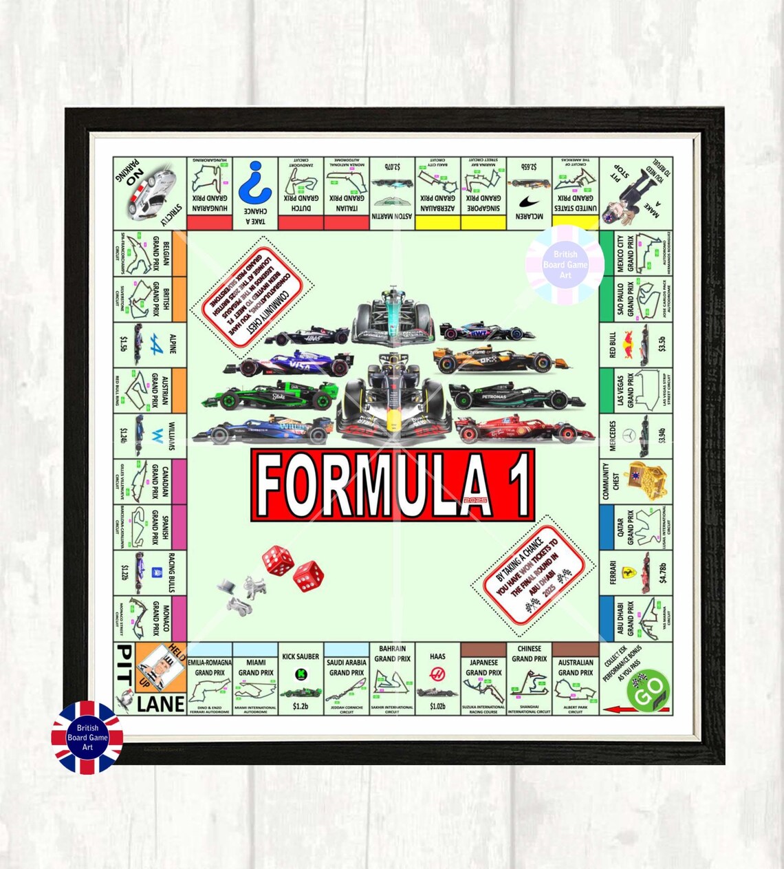 Formula 1 Monopoly Inspired F1 Sport Art Print - NEW! 2025 Edition ...