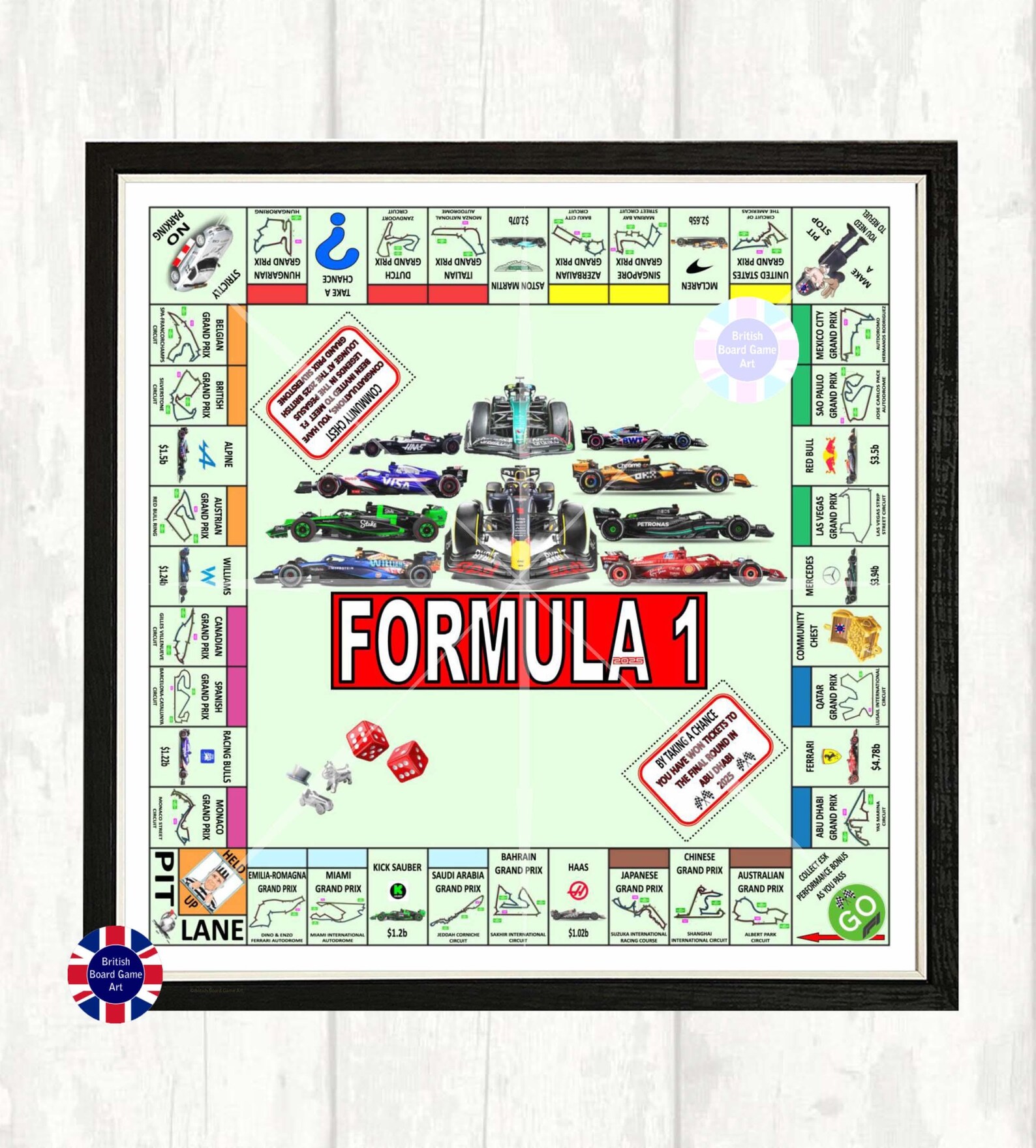 Formula 1 Monopoly Inspired F1 Sport Art Print - NEW! 2025 Edition ...