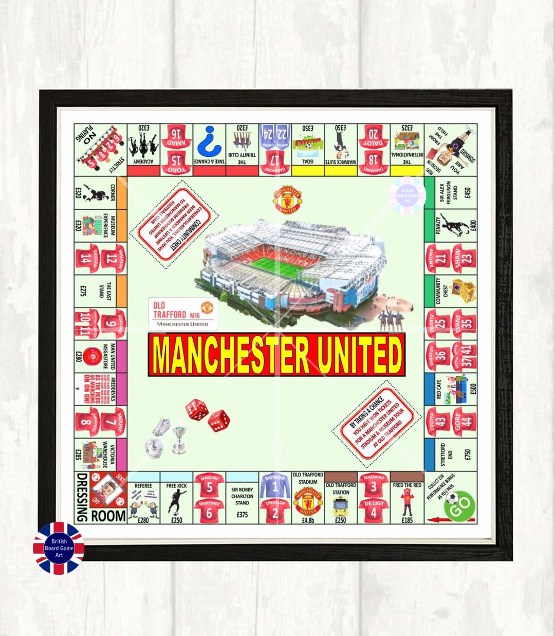 Manchester United Football Club Monopoly Inspired Art Print - 2024/25 ...
