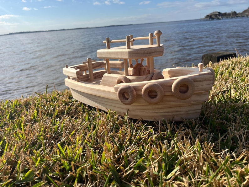 Handcrafted Wooden Tug Boat Toy - Ideal Gift for Kids - Classic Wood ...
