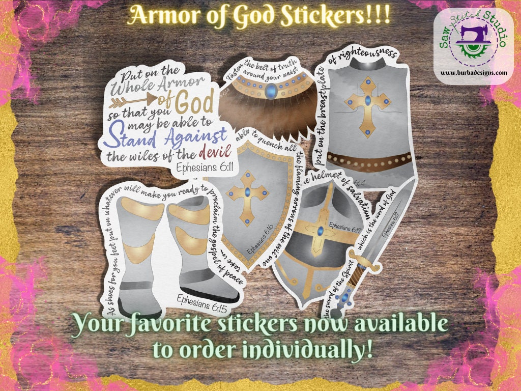 Armor of God Quote Stickers - Single Design - Water Bottle or Laptop ...