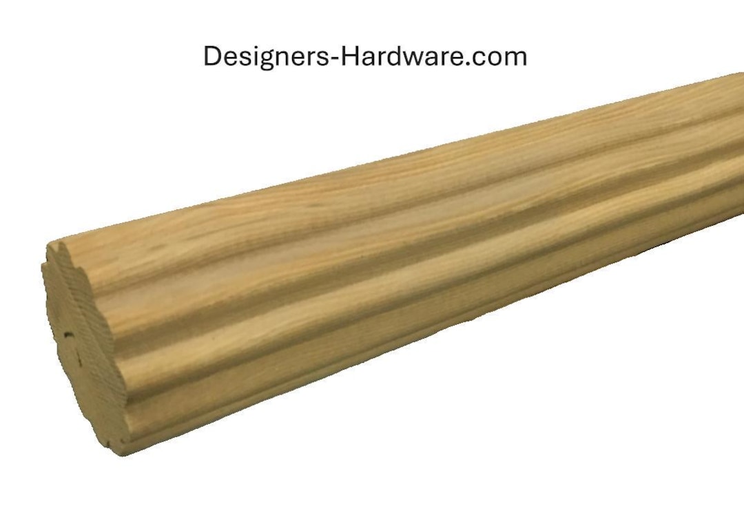 2-1/4" Diameter Unfinished Reeded Wood Curtain Drapery Rod, 92 Inches ...