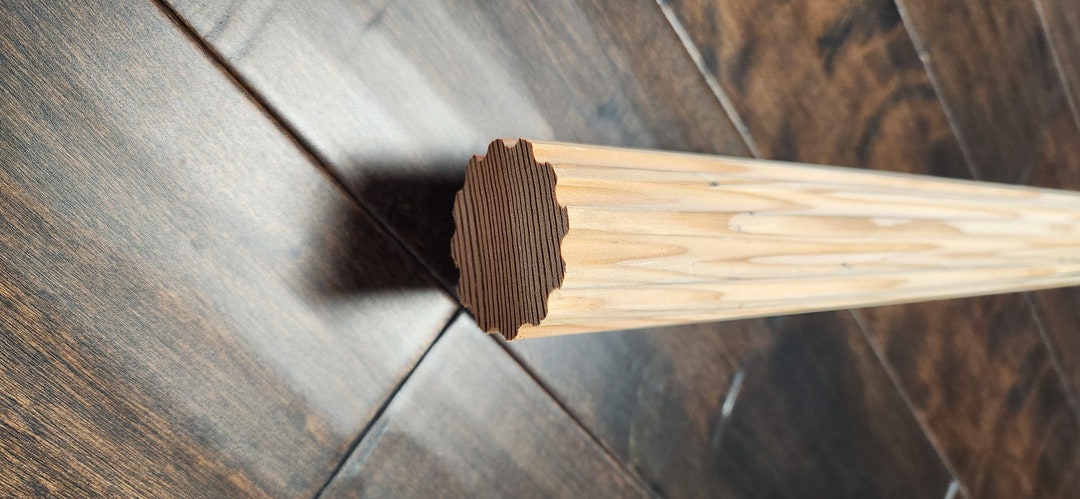 1-3/4" Diameter Unfinished Fluted Wood Curtain Drapery Rod, 72 Inches ...