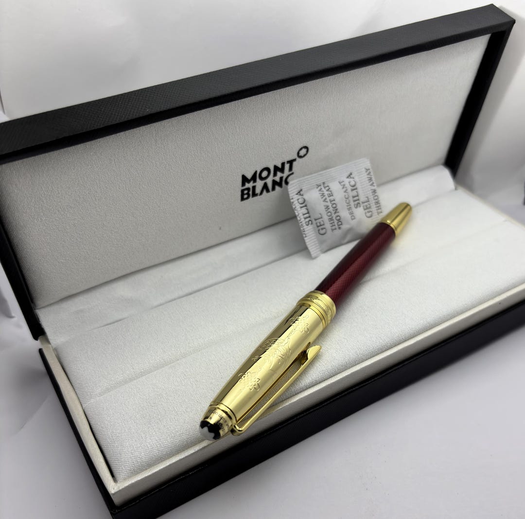 Montblanc Star Walker Red & Gold Blue Ink Stainless Steel Roller Ball ...