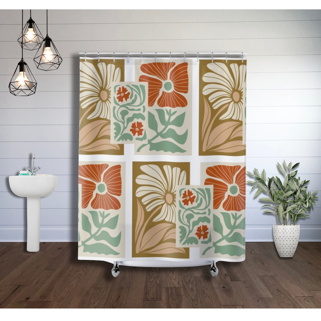 Retro Shower Curtain, Shower Curtain Retro, Vintage Shower Curtain ...