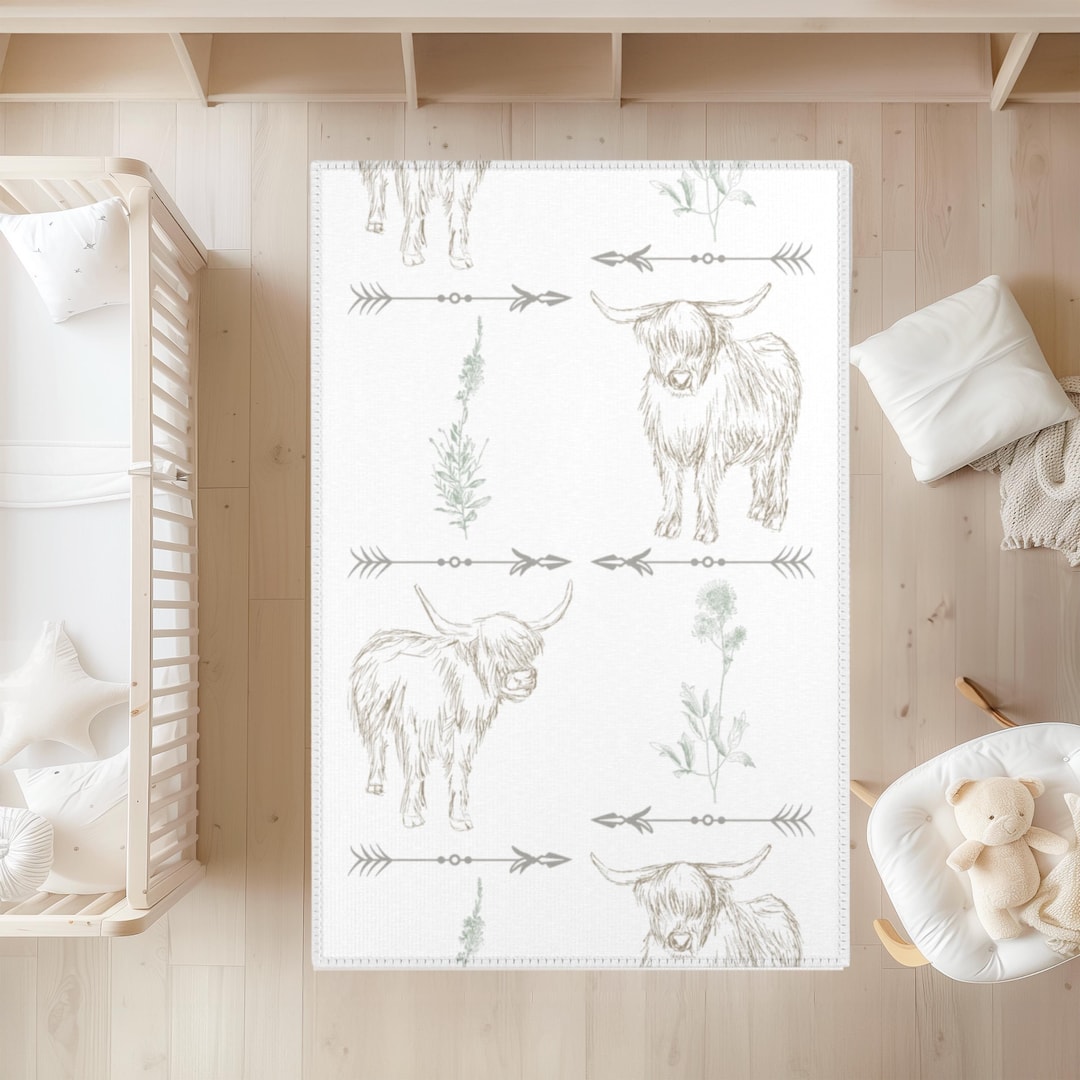 Highland Cow Rug, Highland Cow Nursery Rug, Nursery Cow Rug, Baby Cow ...