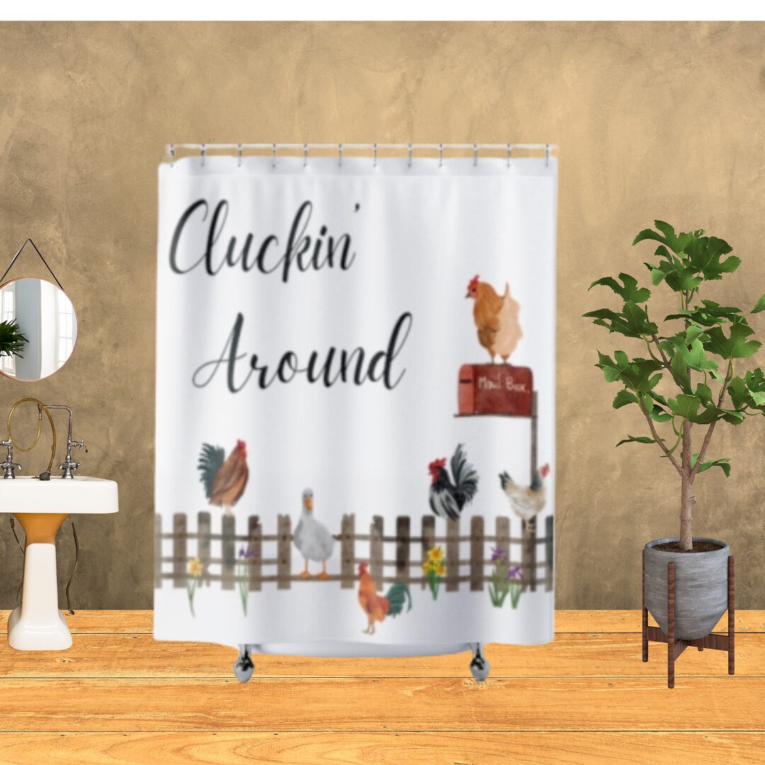 Chicken Shower Curtain, Chicken Farm Shower Curtain, Homestead Shower ...