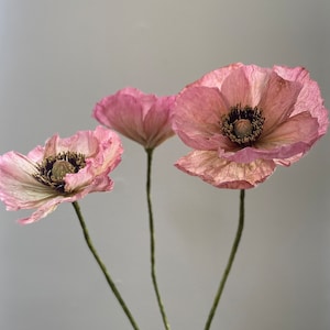 Set of 3 Handmade | MADE TO ORDER | Hand Dyed, Pink, Crepe Paper Poppy ...